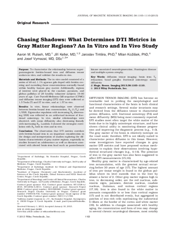 (PDF) Chasing shadows: What determines DTI metrics in gray matter ...