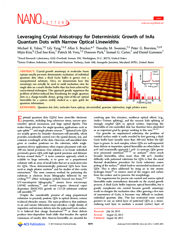 (PDF) Leveraging Crystal Anisotropy for Deterministic Growth of InAs ...