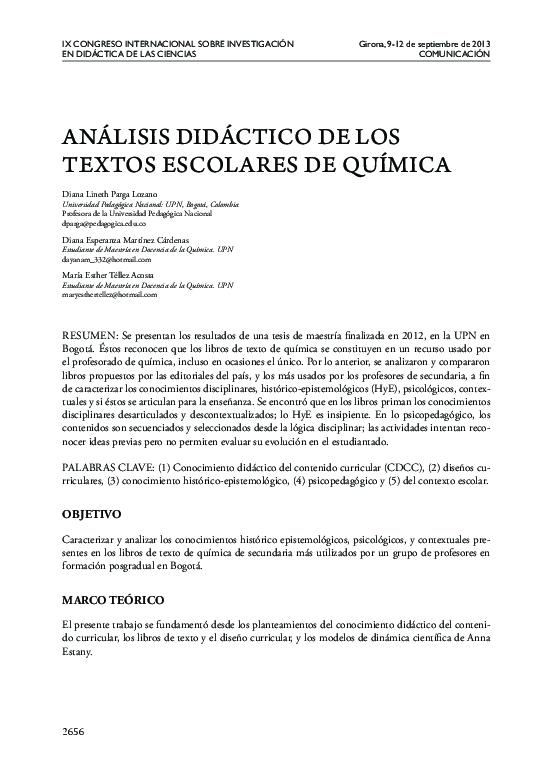 (PDF) Análisis didáctico de los textos escolares de Química