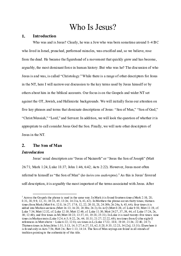 (PDF) Who Is Jesus? Introduction