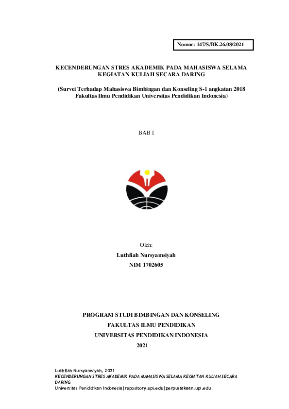 (PDF) KECENDERUNGAN STRES AKADEMIK PADA MAHASISWA SELAMA KEGIATAN ...