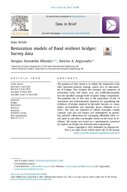 (PDF) Restoration models of flood resilient bridges: Survey data