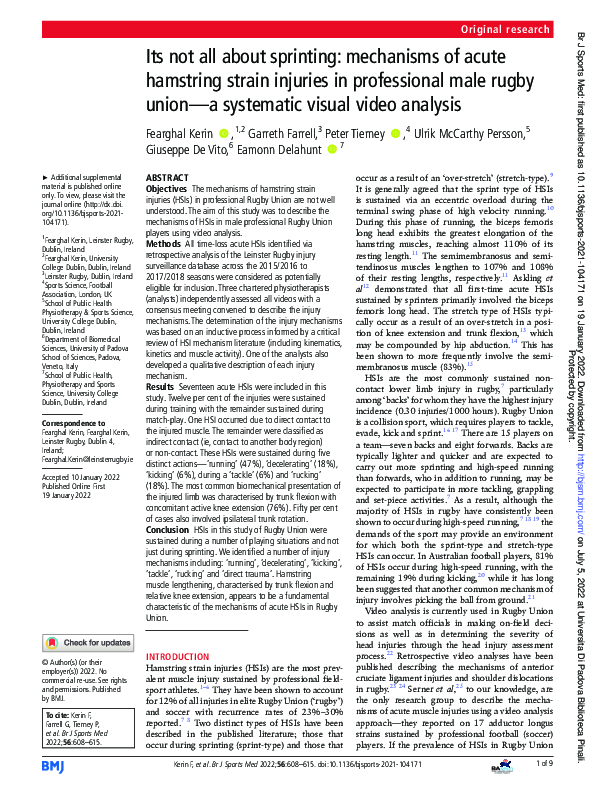 (PDF) Its not all about sprinting: mechanisms of acute hamstring strain ...