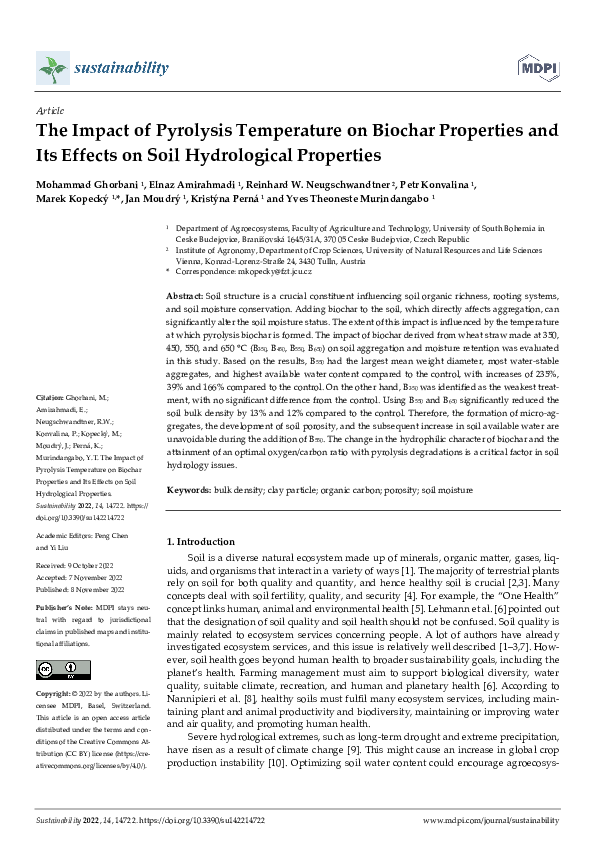 (PDF) The Impact of Pyrolysis Temperature on Biochar Properties and Its Effects on Soil ...