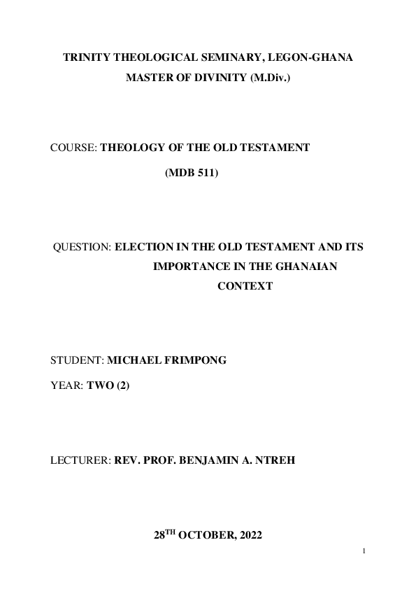(PDF) ELECTION IN THE OLD TESTAMENT AND ITS IMPORTANCE IN THE GHANAIAN ...