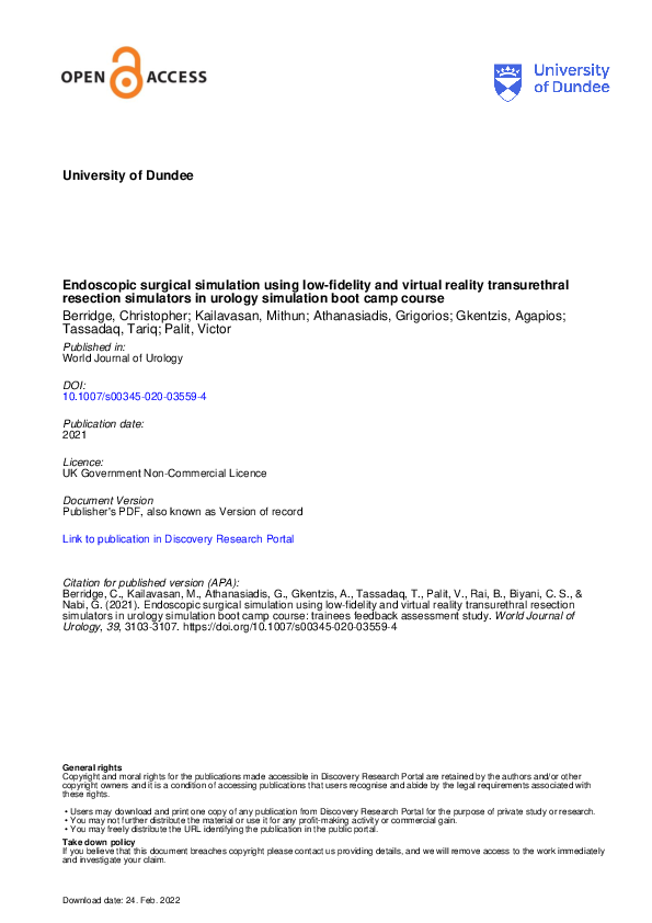 (PDF) Endoscopic surgical simulation using low-fidelity and virtual ...