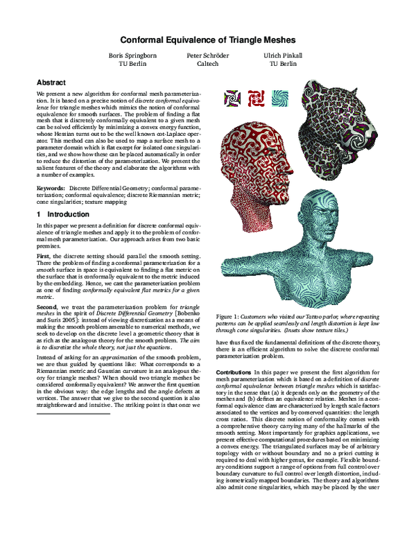 (PDF) Conformal equivalence of triangle meshes