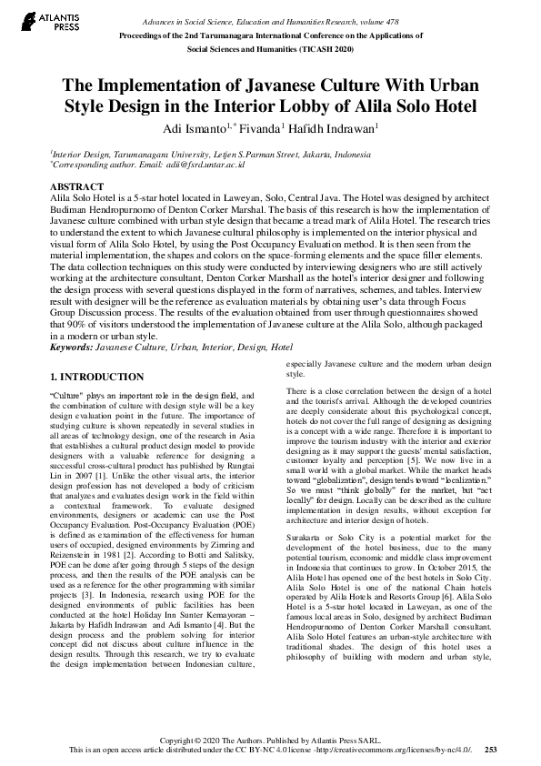 (PDF) The Implementation of Javanese Culture With Urban Style Design in ...