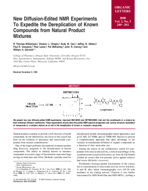 (PDF) New Diffusion-Edited NMR Experiments To Expedite the ...