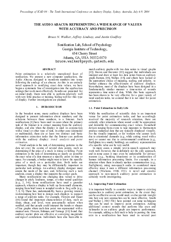 (PDF) THE AUDIO ABACUS - Georgia Tech Sonification Lab
