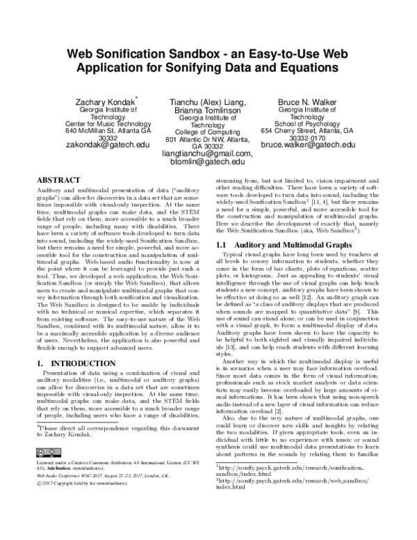 (PDF) Web Sonification Sandbox - an Easy-to-Use Web Application for Sonifying Data and Equations