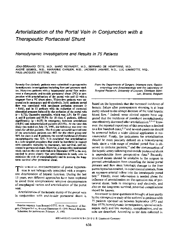 (PDF) Arterialization of the Portal Vein in Conjunction with a ...