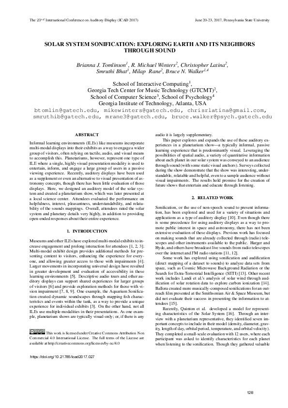 (PDF) Solar System Sonification: Exploring Earth and Its Neighbors ...