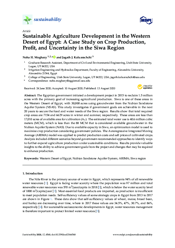 (PDF) Sustainable Agriculture Development in the Western Desert of ...