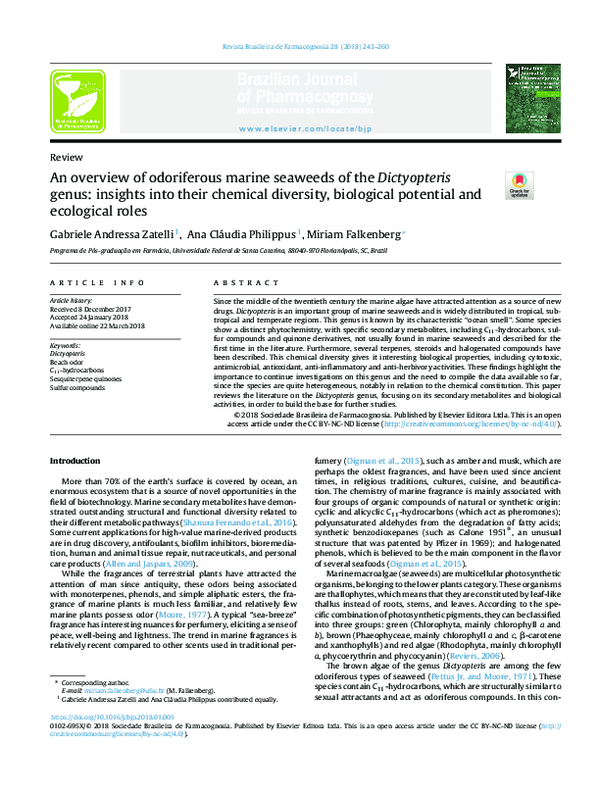 (PDF) An overview of odoriferous marine seaweeds of the Dictyopteris ...