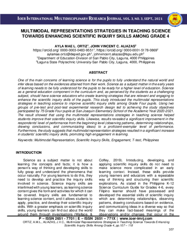 (PDF) Multimodal Representations Strategies in Teaching Science towards Enhancing Scientific ...