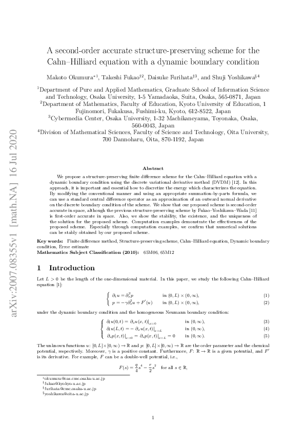 (PDF) A second-order accurate structure-preserving scheme for the Cahn-Hilliard equation with a ...