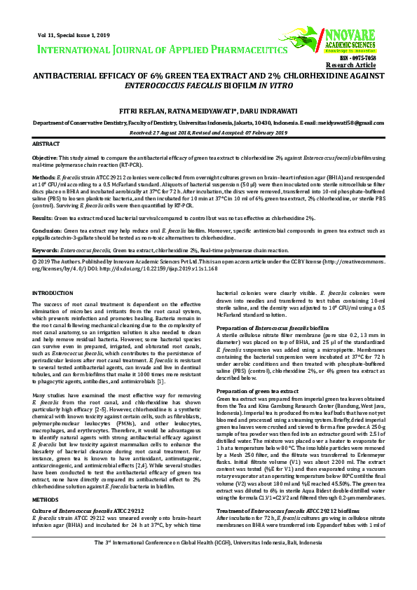 (PDF) Antibacterial Efficacy of 6% Green Tea Extract and 2% ...