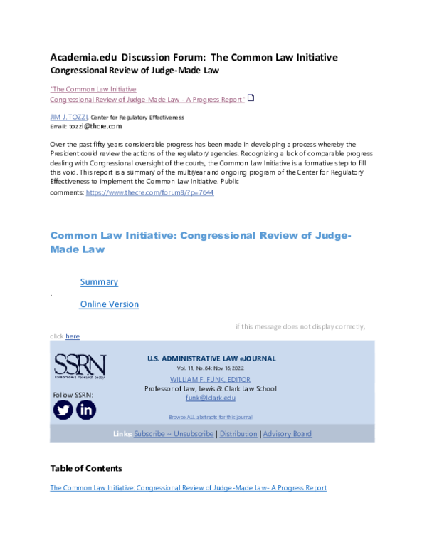 (PDF) Academia.edu Discussion Forum: The Common Law Initiative ...