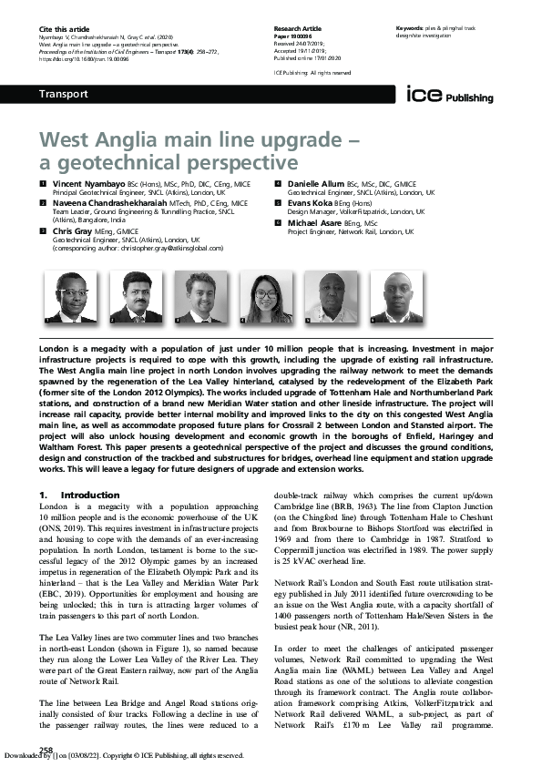 (PDF) West Anglia Main Line Upgrade – a Geotechnical Perspective