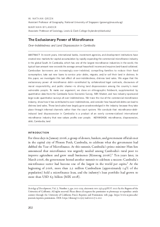 (PDF) The Exclusionary Power of Microfinance