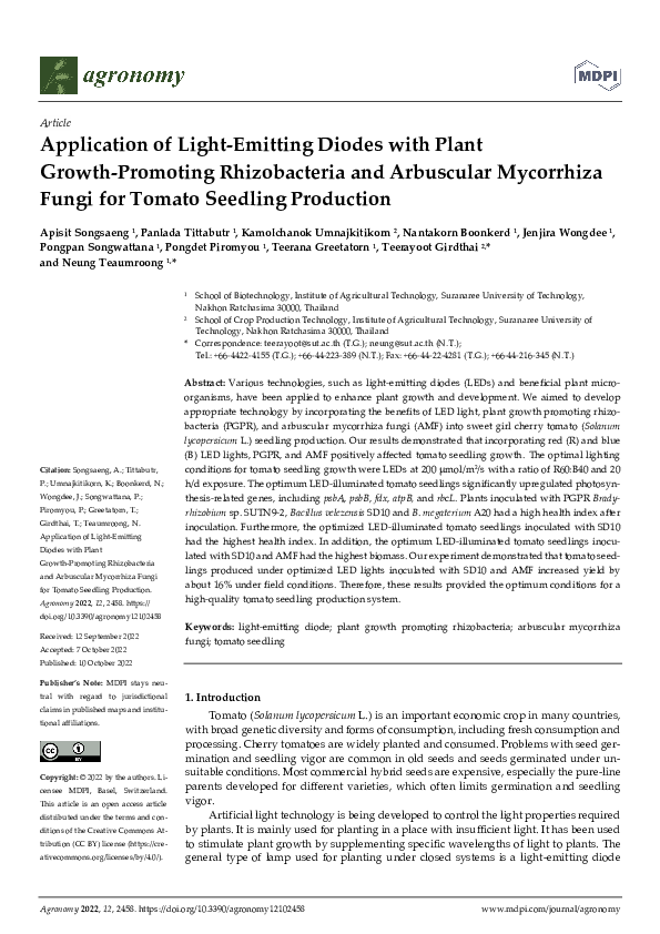 (PDF) Application of Light-Emitting Diodes with Plant Growth-Promoting Rhizobacteria and ...