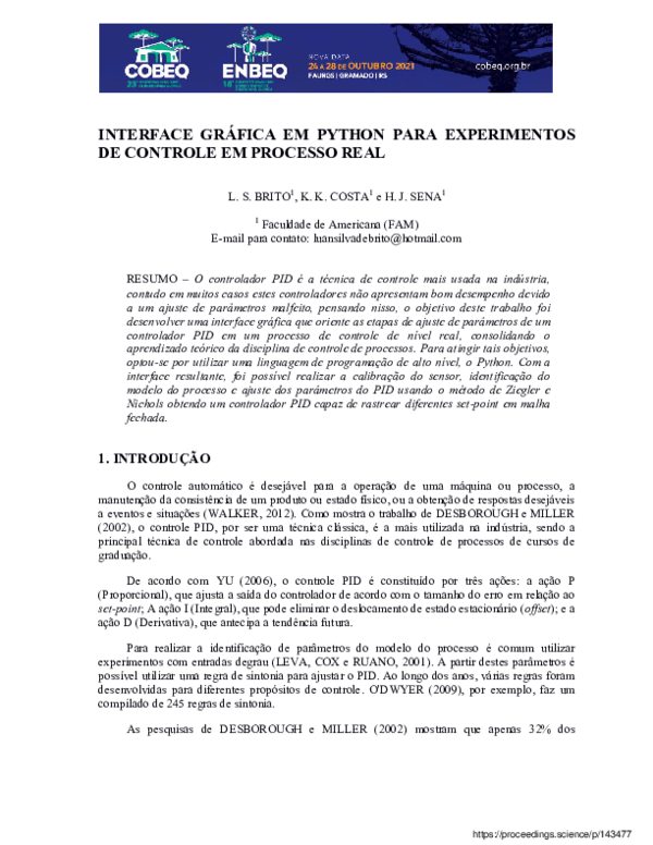 (PDF) Interface Gráfica Em Python Para Experimentos De Controle Em ...