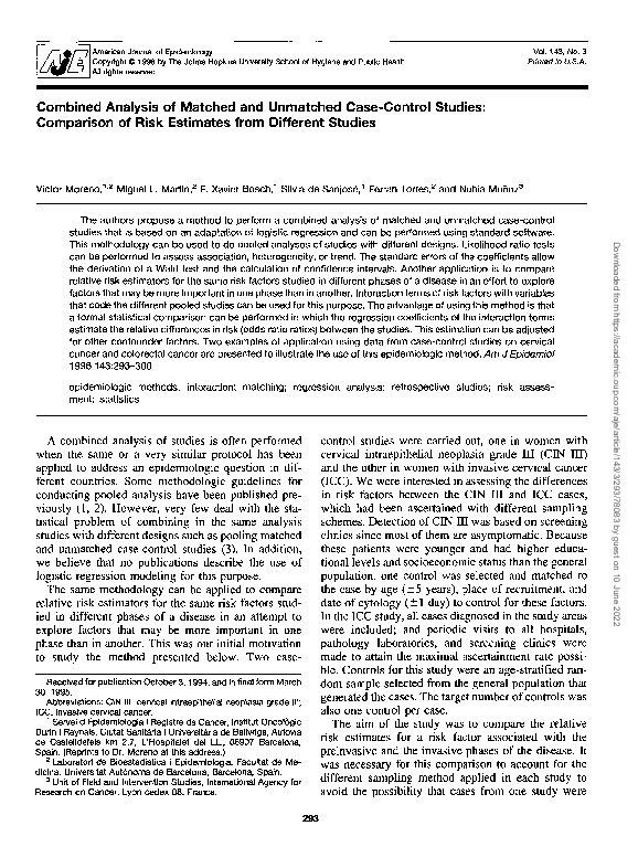 (PDF) Combined Analysis of Matched and Unmatched Case-Control Studies ...