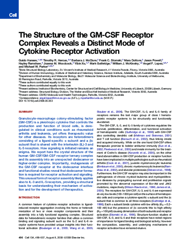 (PDF) The Structure of the GM-CSF Receptor Complex Reveals a Distinct ...