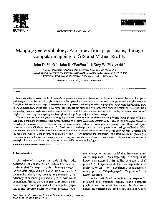 (PDF) Mapping geomorphology: A journey from paper maps, through ...