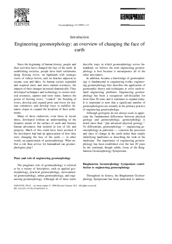 (PDF) Engineering geomorphology: an overview of changing the face of ...