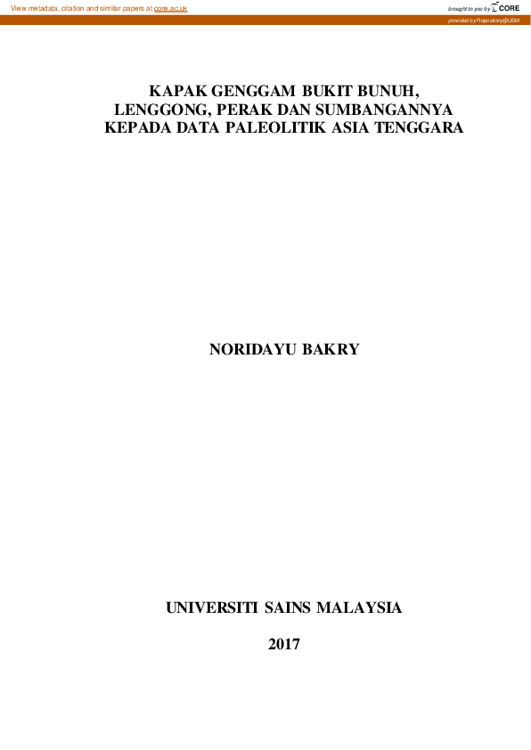 (PDF) Kapak Genggam Bukit Bunuh, Lenggong, Perak Dan Sumbangannya ...
