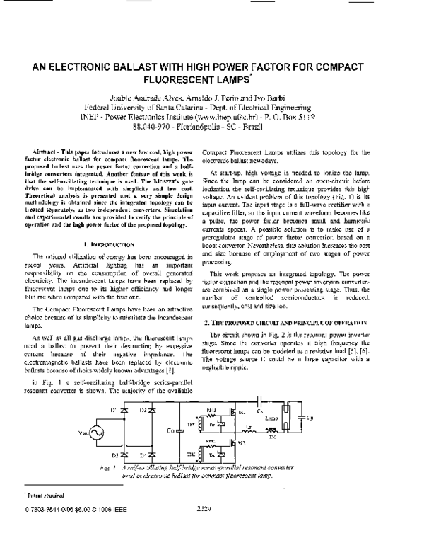 (PDF) An electronic ballast with high power factor for compact ...