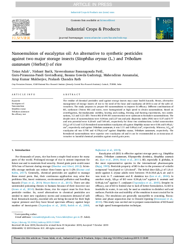 (PDF) Nanoemulsion of eucalyptus oil: An alternative to synthetic ...
