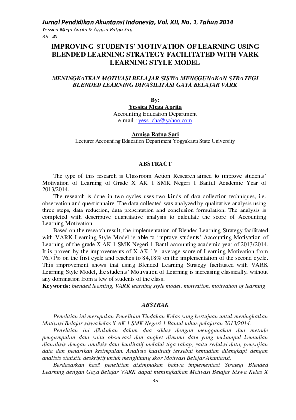 (PDF) Improving Students’ Motivation of Learning Using Blended Learning Strategy Facilitated ...