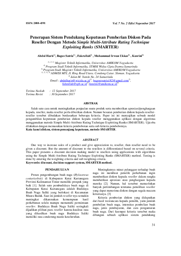 (PDF) Penerapan Sistem Pendukung Keputusan Pemberian Diskon Pada Reseller Dengan Metode Simple ...