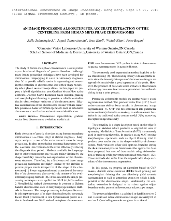 Pdf An Image Processing Algorithm For Accurate Extraction Of The