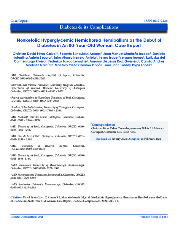 (PDF) Nonketotic Hyperglycemic Hemichorea Hemiballism as the Debut of ...