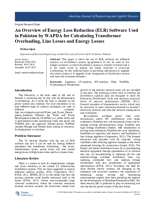 (PDF) An Overview of Energy Loss Reduction (ELR) Software Used in ...