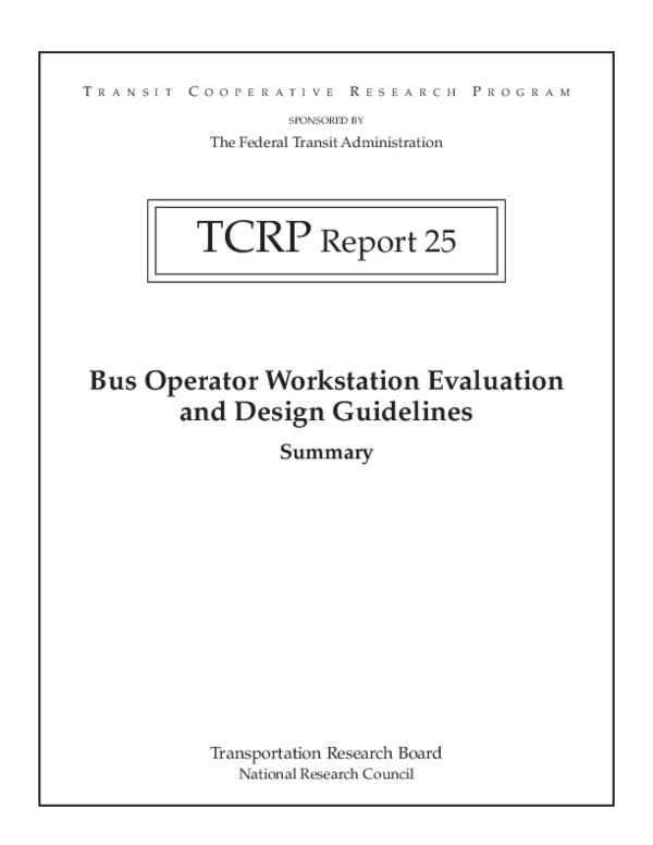 (PDF) Bus Operator Workstation Evaluation and Design Guidelines