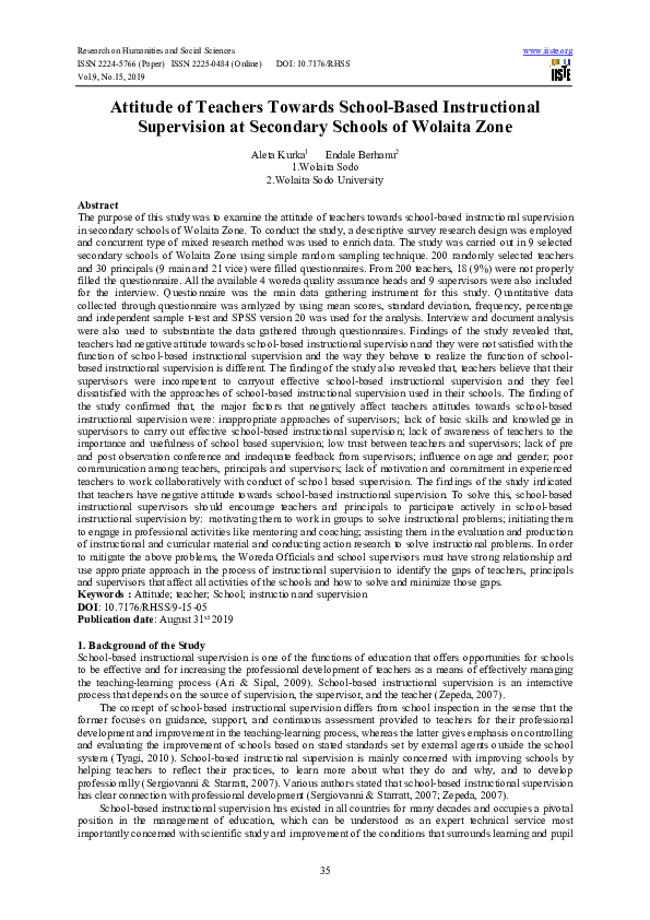 Pdf Attitude Of Teachers Towards School Based Instructional