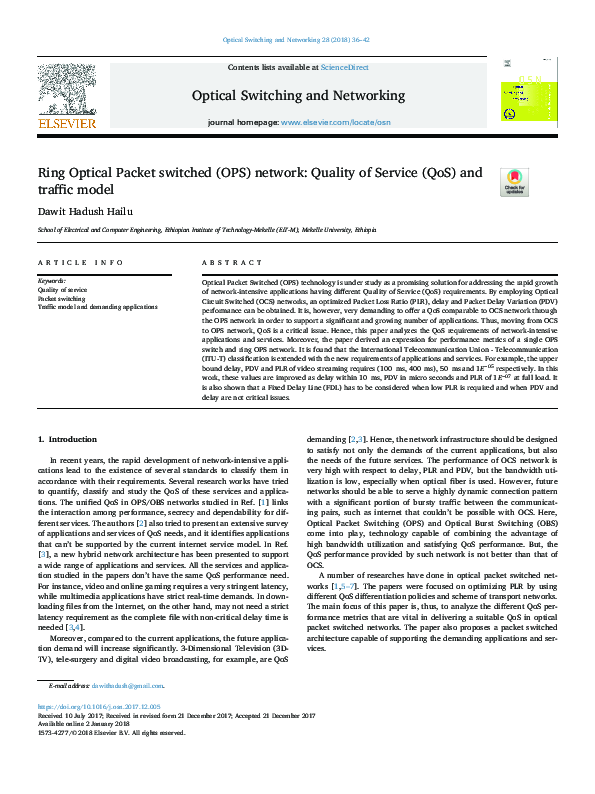 Pdf Ring Optical Packet Switched Ops Network Quality Of Service