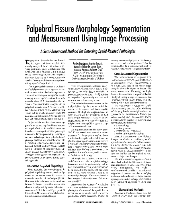 (PDF) Palpebral fissure morphology segmentation measurement using image processing | eva isamar ...