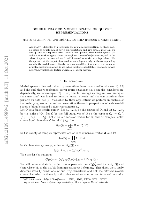 (PDF) Double framed moduli spaces of quiver representations