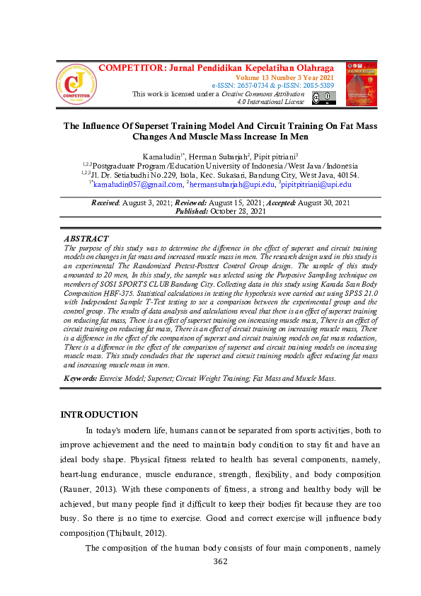 (PDF) The Influence Of Superset Training Model And Circuit Training On ...