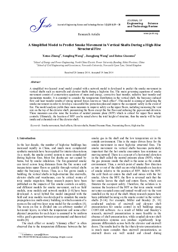 (PDF) A Simplified Model to Predict Smoke Movement in Vertical Shafts ...