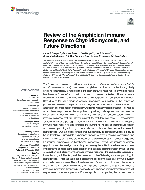 (PDF) Review of the Amphibian Immune Response to Chytridiomycosis, and ...