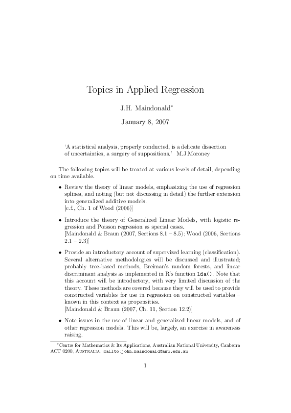 (PDF) Topics in Applied Regression