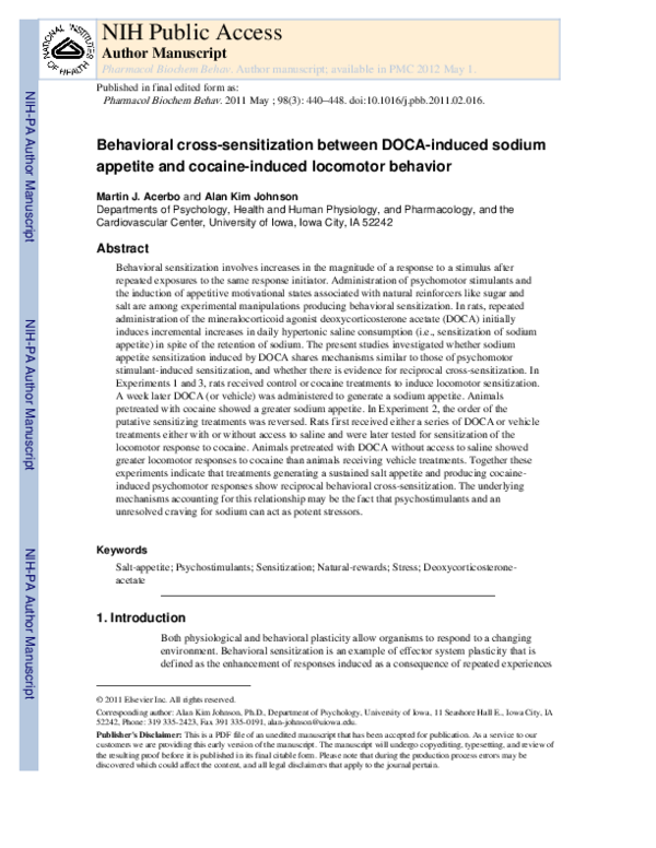 (PDF) Behavioral cross-sensitization between DOCA-induced sodium ...