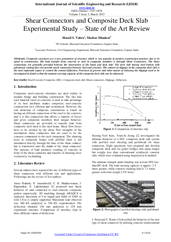 (PDF) Shear Connectors and Composite Deck Slab Experimental Study ...
